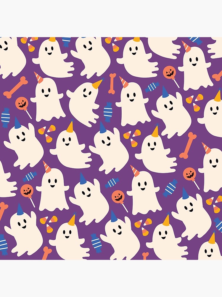 "Halloween bright cute ghost cartoon kawaii scary and spooky print in ...