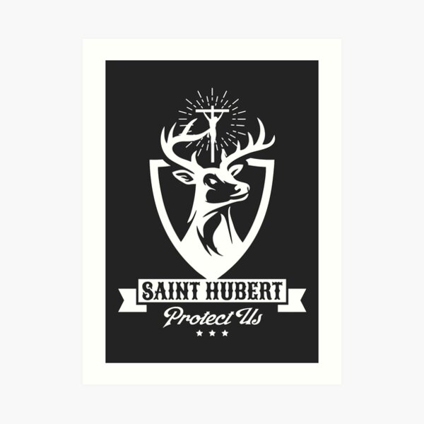 "St, Hubert Hubertus Patron Saint of Hunters Stag" Art Print for Sale ...