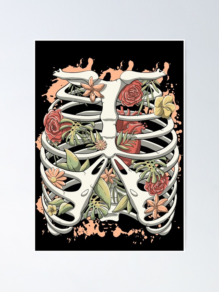 "Floral Rib Cage" Poster for Sale by Lambo-Designs | Redbubble