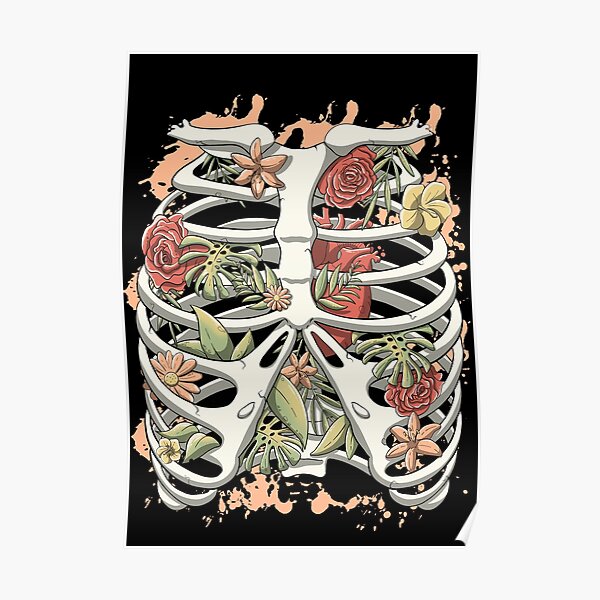 "Floral Rib Cage" Poster for Sale by Lambo-Designs | Redbubble