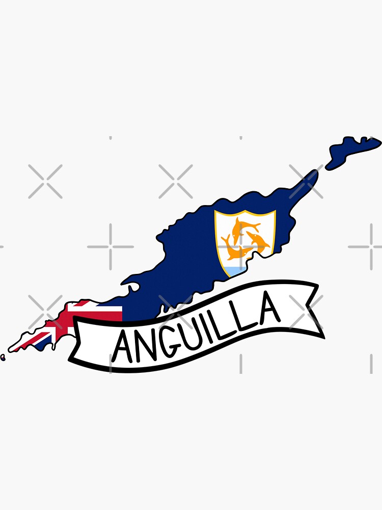 Anguilla Flag Map Sticker Sticker For Sale By Drawingvild Redbubble