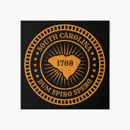 "South Carolina - SC Map Motto Badge Dum Spiro Spero - Palmetto State ...