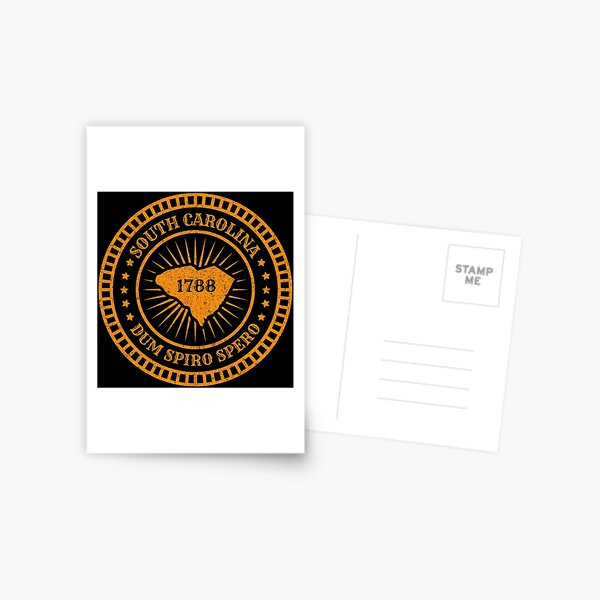 "South Carolina - SC Map Motto Badge Dum Spiro Spero - Palmetto State ...