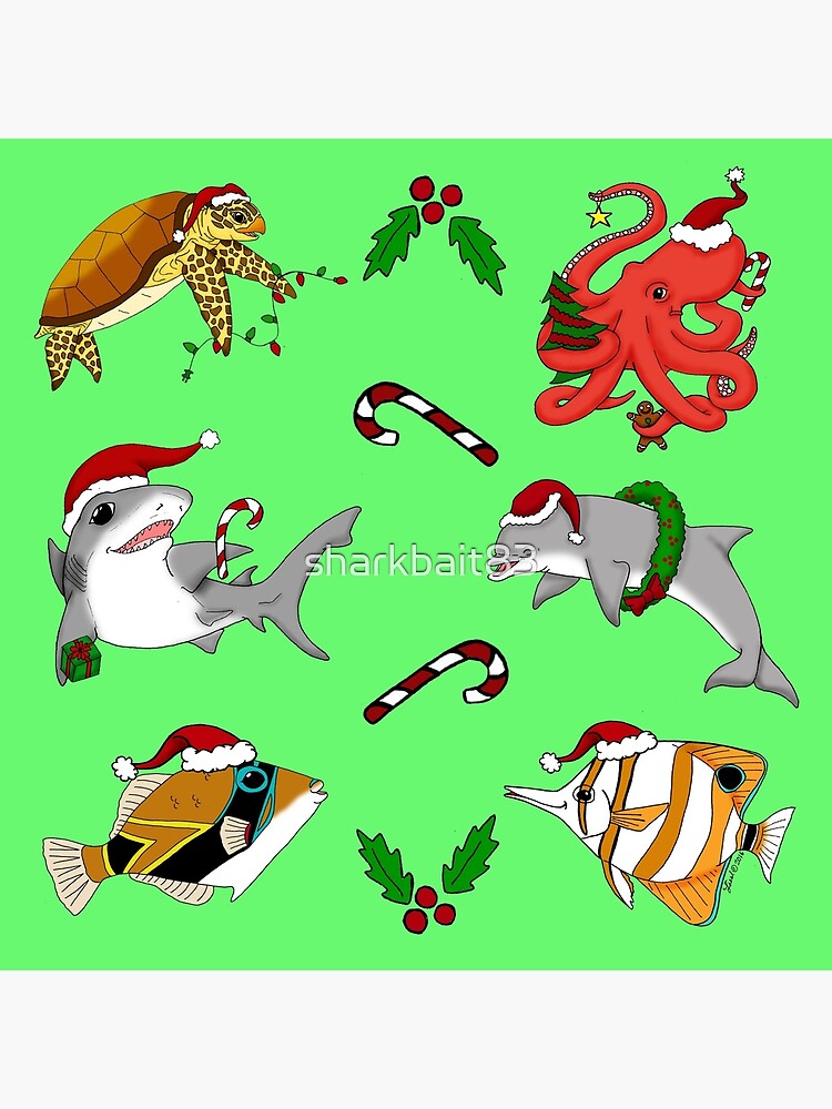 "Christmas Sea Creatures" Poster by sharkbait83 | Redbubble