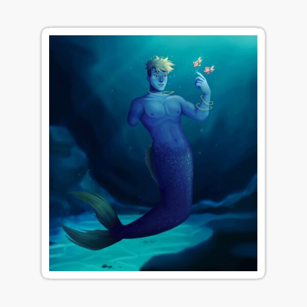 "merman mermaid fish ocean one arm" Sticker for Sale by Hyacinth-dragon ...
