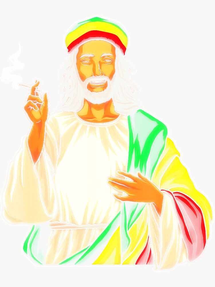 "Weed Smoking Jesus Christ - Funny Cannabis Mary Jane God" Sticker by ...