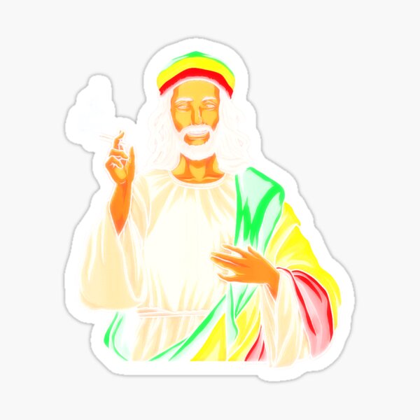 "Weed Smoking Jesus Christ - Funny Cannabis Mary Jane God" Sticker by ...