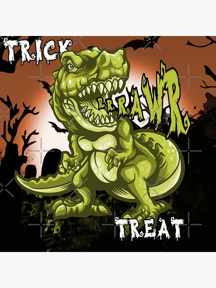 Póster «Niños y adultos Trick Rawr Treat T-Rex Dinosaur Yellow Bats and ...