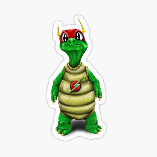 "Turtle flash funny character" Sticker for Sale by Ishmiakov | Redbubble
