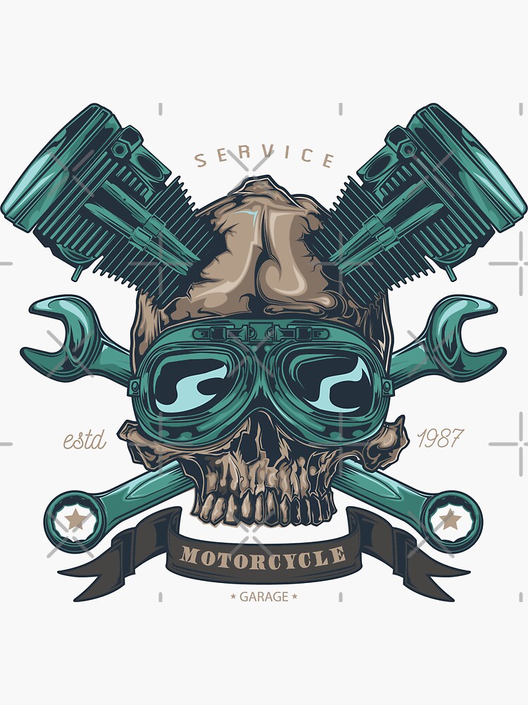 "Skull Mechanical" Sticker by JackIden | Redbubble