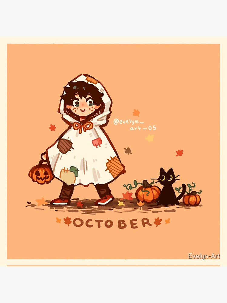 "it's october!!" Sticker for Sale by Evelyn-Art | Redbubble