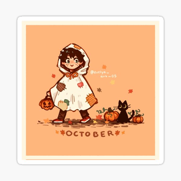 "it's october!!" Sticker for Sale by Evelyn-Art | Redbubble