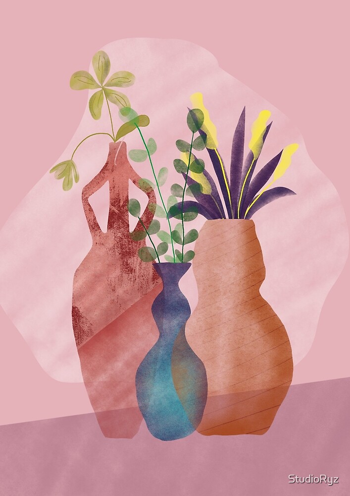 "Three vase with flowers" by StudioRyz | Redbubble