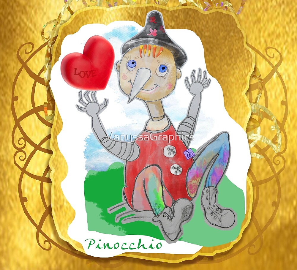 "Playing Wood PINOCCHIO with Love Heart (Original Drawing by ACCI)" by ...