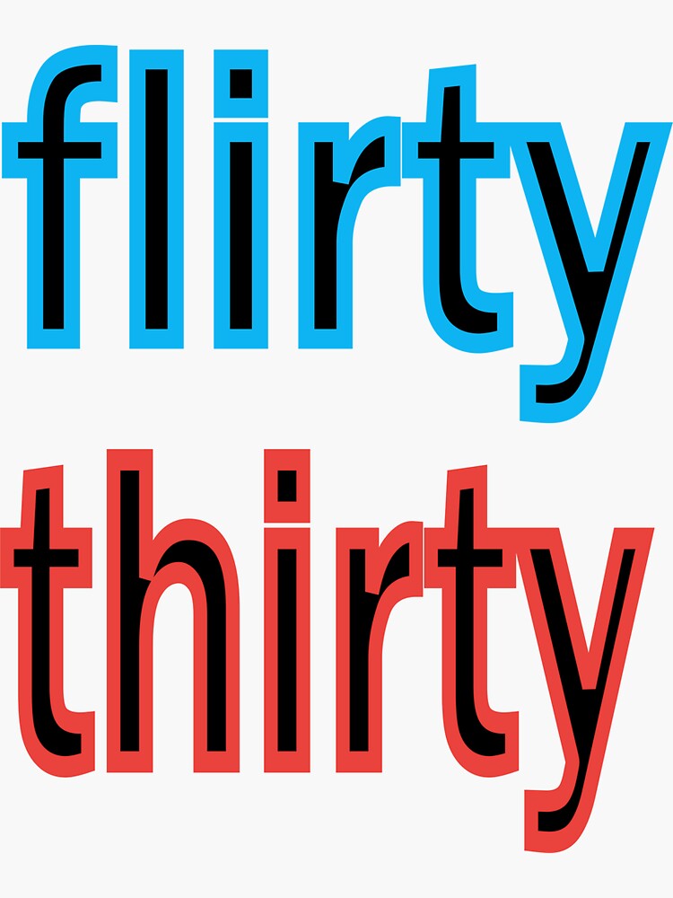 "Flirty thirty fun birthday design in blue and red" Sticker for Sale by ...