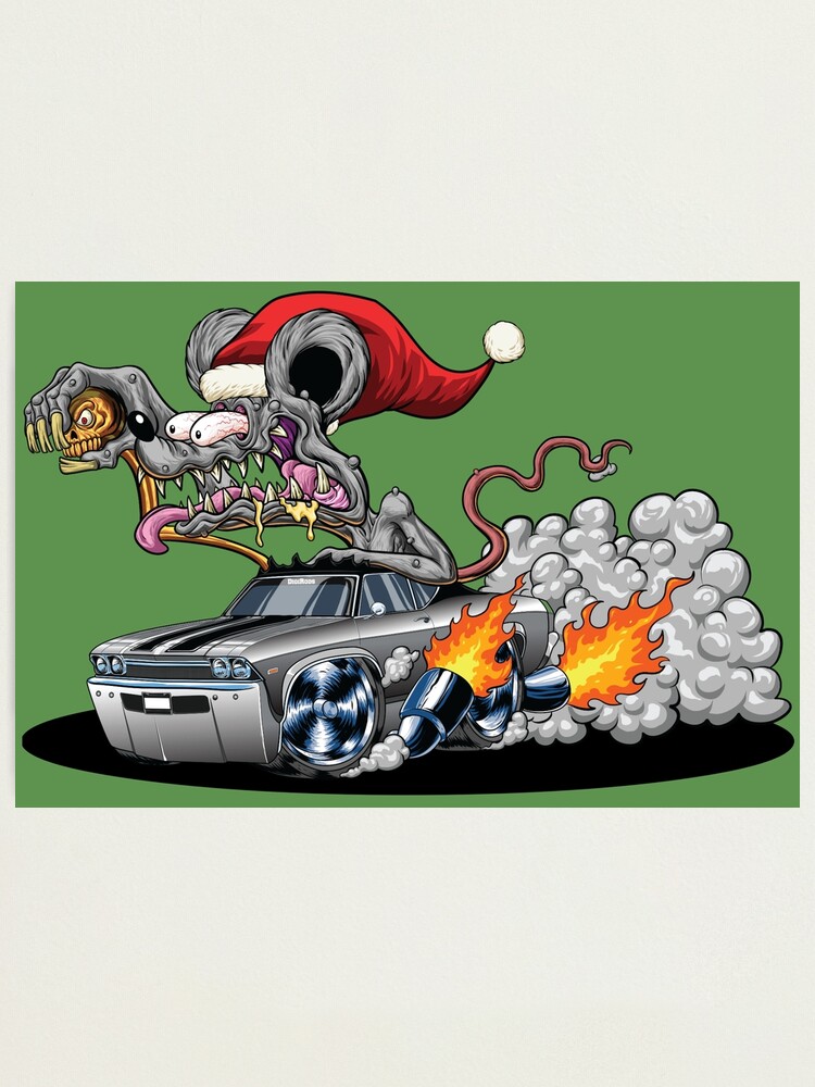 "DigiRods Christmas Holiday Santa Rat Rod Racer Chevelle Cartoon ...