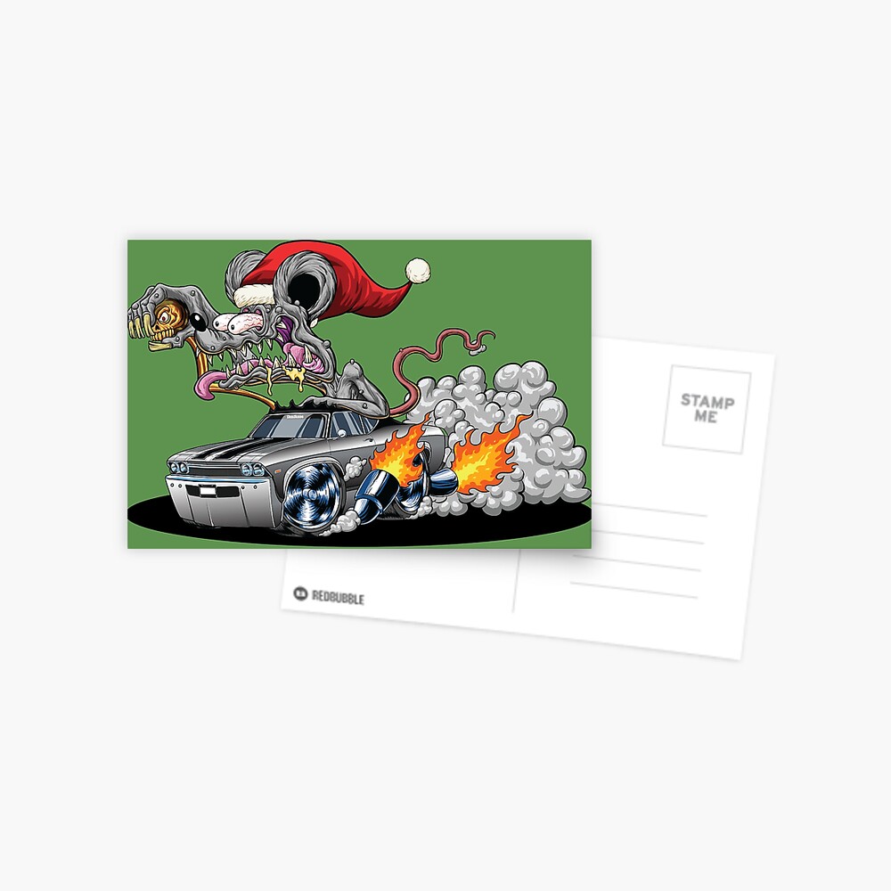 "DigiRods Christmas Holiday Santa Rat Rod Racer Chevelle Cartoon ...