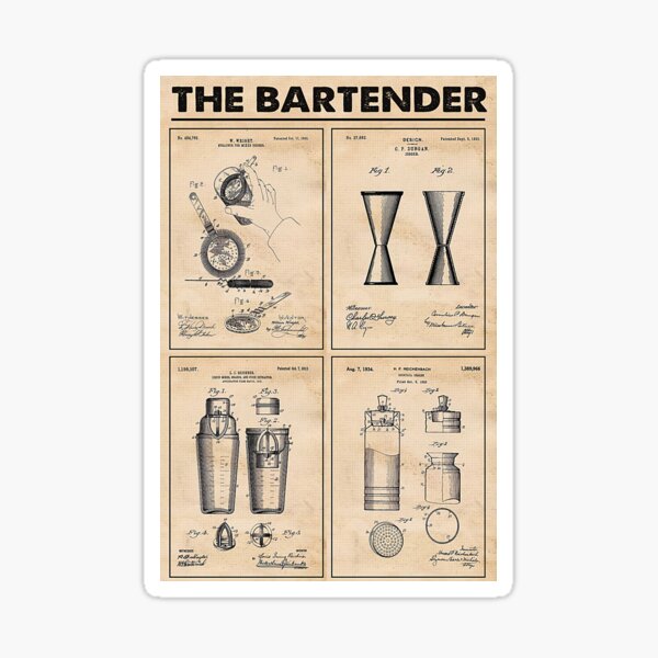 "Bartender Patents" Sticker for Sale by vasalomeya93 | Redbubble