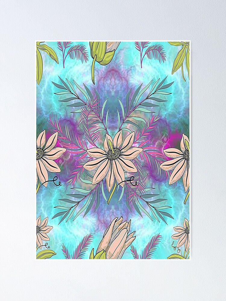 "Botanical Abstract Flower Design, Graphic Psychedelic Abstract Art ...