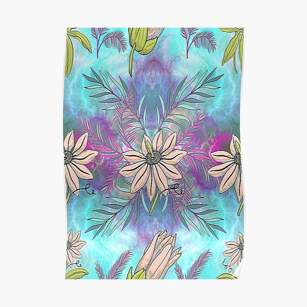 "Botanical Abstract Flower Design, Graphic Psychedelic Abstract Art ...