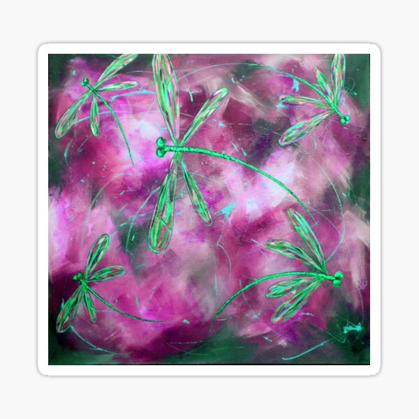 "Lime Green Dragonfly Flit" Sticker for Sale by lyndseyart | Redbubble