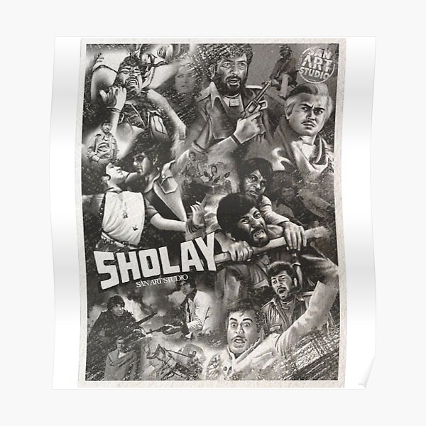 "Sholay-Sketch" Poster for Sale by Sansahota | Redbubble
