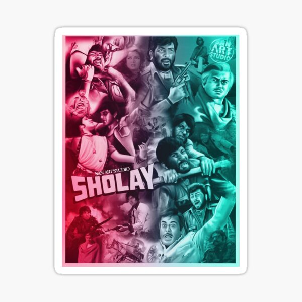 "Sholay-Digital art" Sticker for Sale by Sansahota | Redbubble