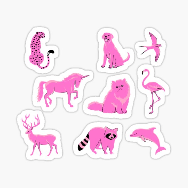 "Cute Pink Dog Cat Cheetah - Pink" Sticker for Sale by Stepingston ...