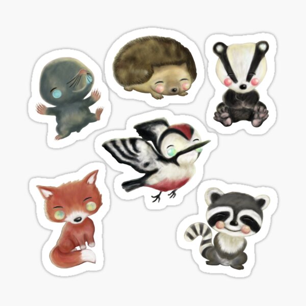 "Wee Animals Set 4 - Forest" Sticker for Sale by LittleCloudShop ...