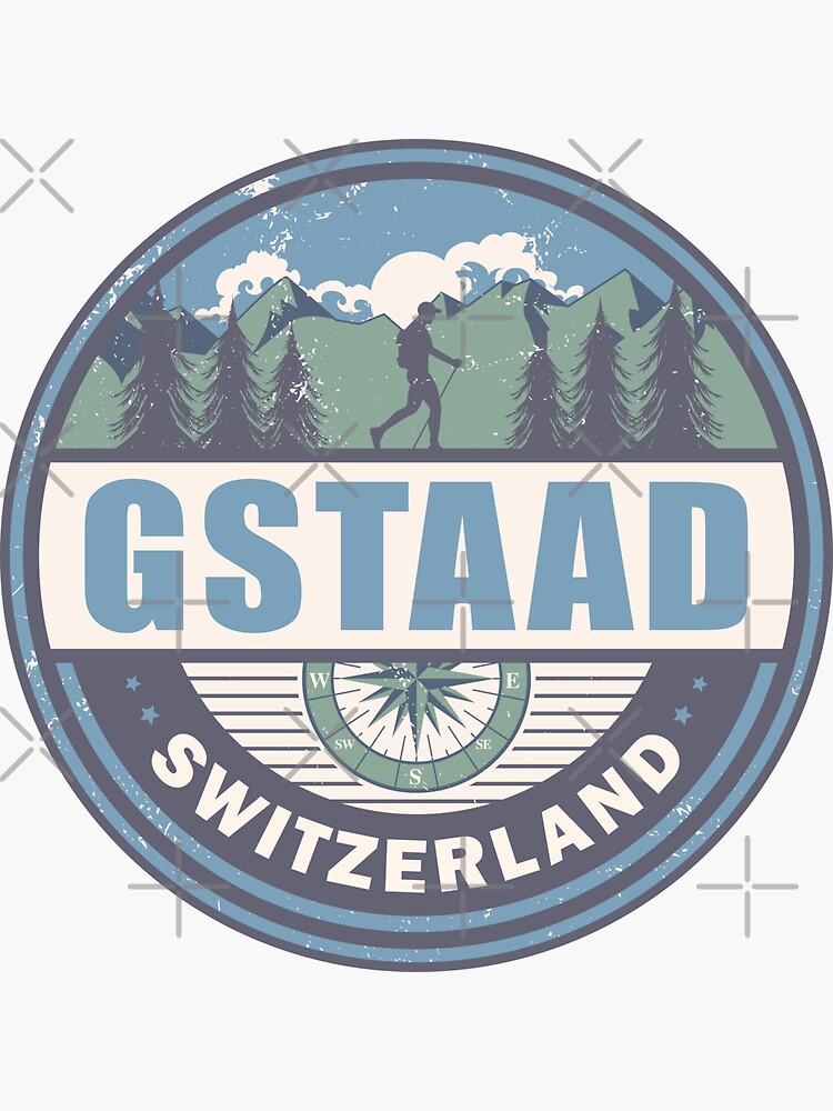 "Gstaad Switzerland Swiss Alps Vintage Hiking Design" Sticker for Sale ...
