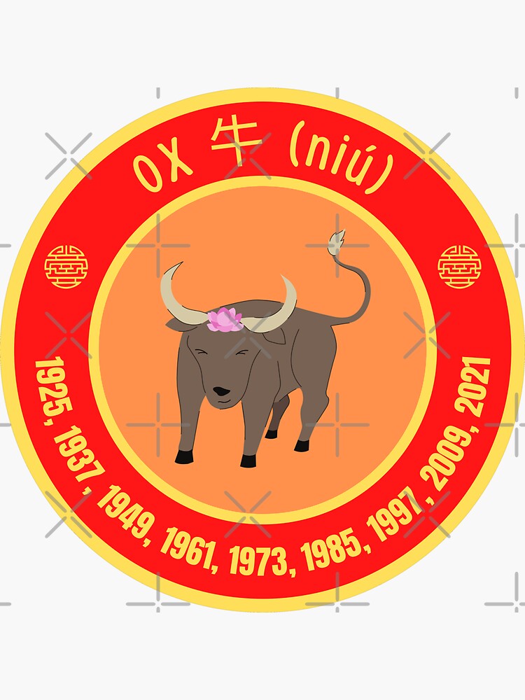 "Chinese Astrology Ox sign" Sticker for Sale by fev-rocks | Redbubble