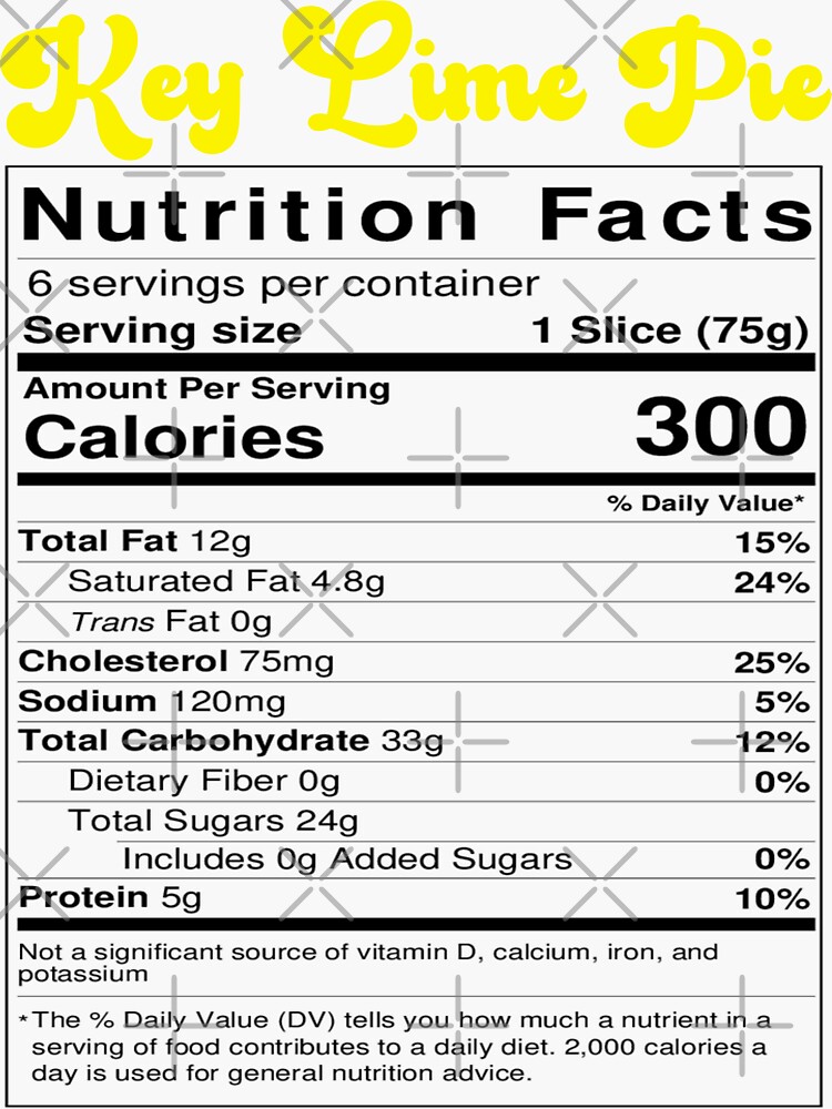 "Key Lime Pie Nutritional Facts" Sticker for Sale by KeysTreasures ...