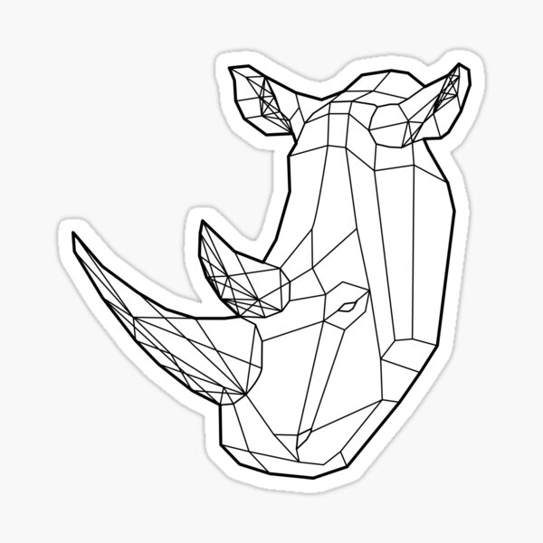 "Geometric Black Wireframe Rhino (regular)" Sticker for Sale by ...
