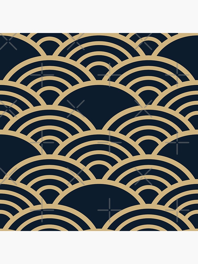 "Wagara Traditional Japanese Blue and Tan Wave Pattern" Art Print by ...