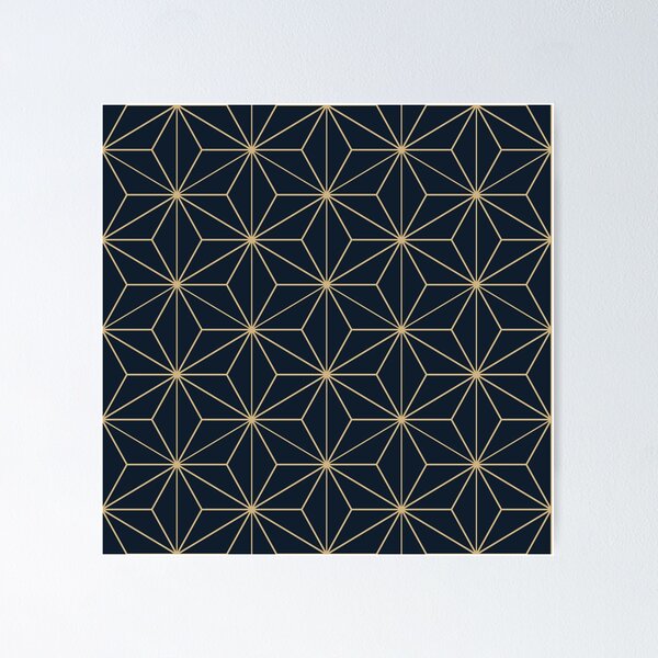 "Wagara Traditional Japanese Blue and Tan Geometric Pattern" Poster for ...