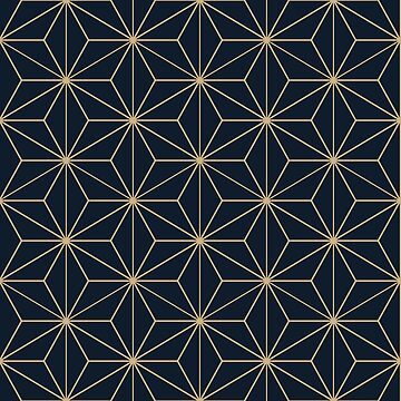 "Wagara Traditional Japanese Blue and Tan Geometric Pattern" Poster for ...