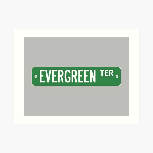 "Evergreen Terrace Street Sign (Simpsons)" Art Print for Sale by ...
