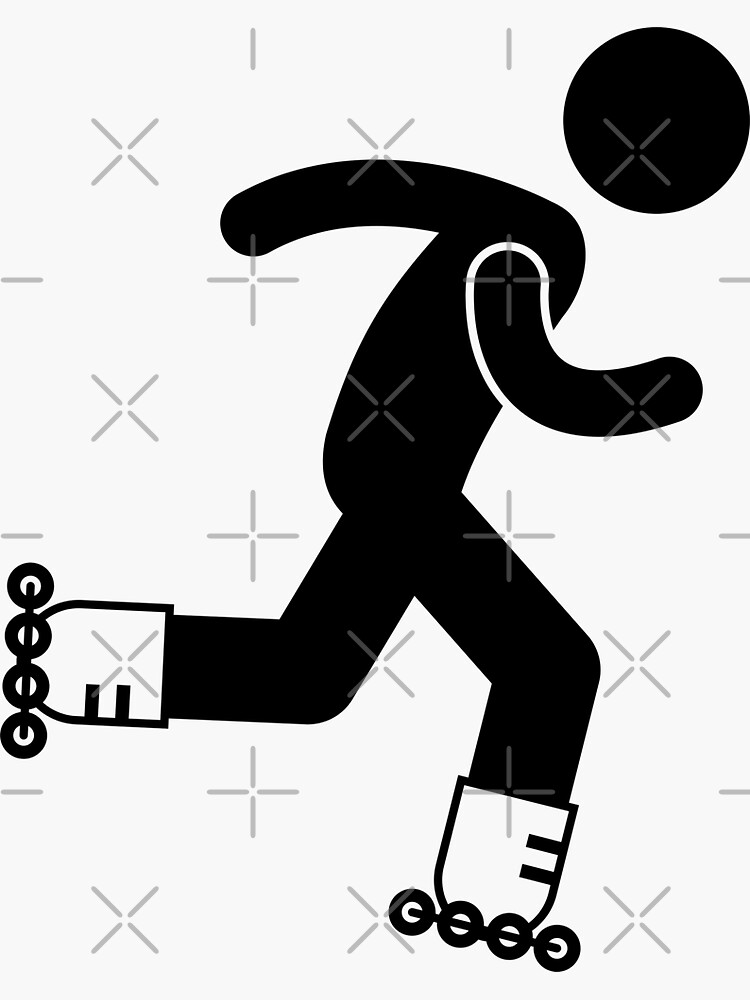 "Roller skating - Stickman Black Version" Sticker for Sale by Stickman ...