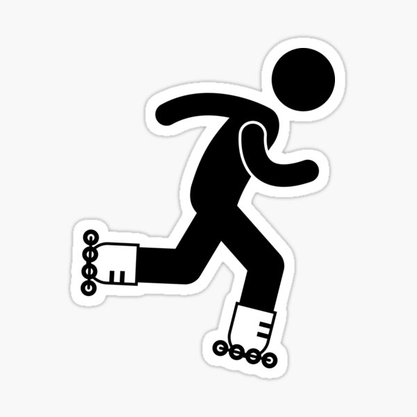 "Roller skating - Stickman Black Version" Sticker for Sale by Stickman ...