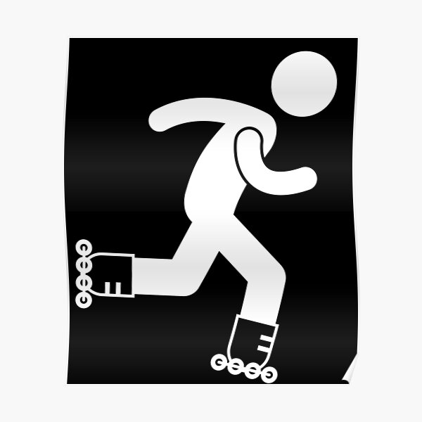 "Roller skating - Stickman White Version" Poster for Sale by Stickman ...