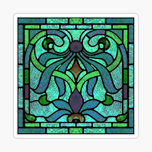 "Victorian Stained Glass in Blue and Green" Sticker for Sale by ...