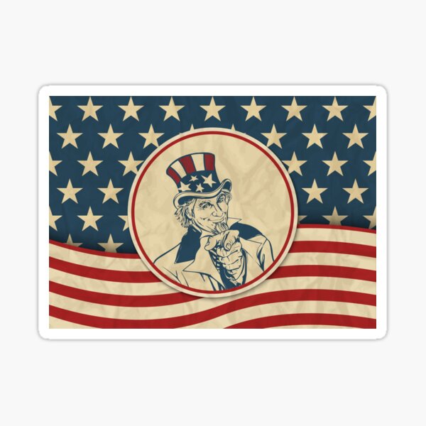 "Uncle Sam USA Retro Vector Art" Sticker by CustomPrintSG | Redbubble