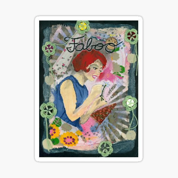 "Faboo! A Girl with Flower" Sticker by craftadventures | Redbubble