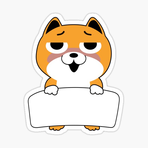 "Cute dog holding banner cartoon drawn by hand." Sticker by Tongsniper ...