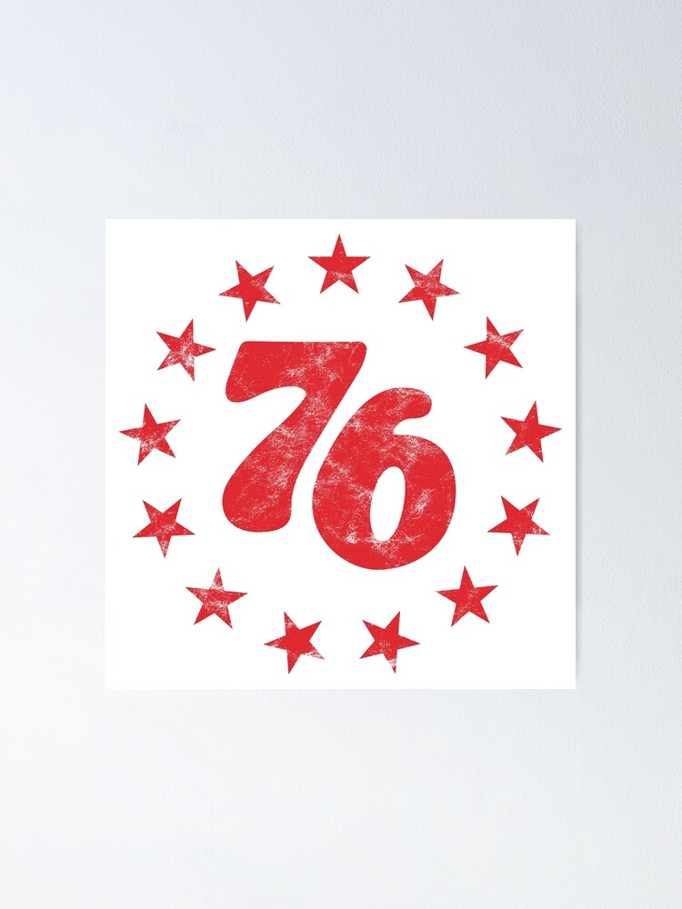 " 76 - Star Design (White on Red - Worn)" Poster by jepegdesign | Redbubble