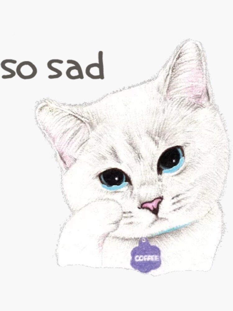 "SO Sad cute cat" Sticker for Sale by EIZ94 | Redbubble