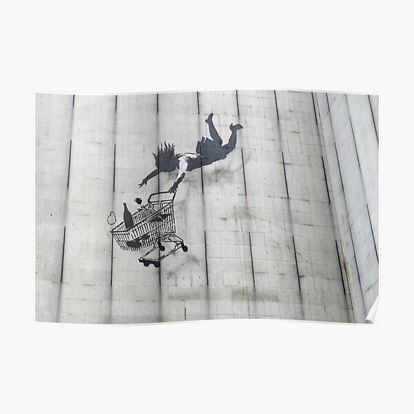 Póster «Banksy Falling Shopper Londres» de samuelthomasgs | Redbubble