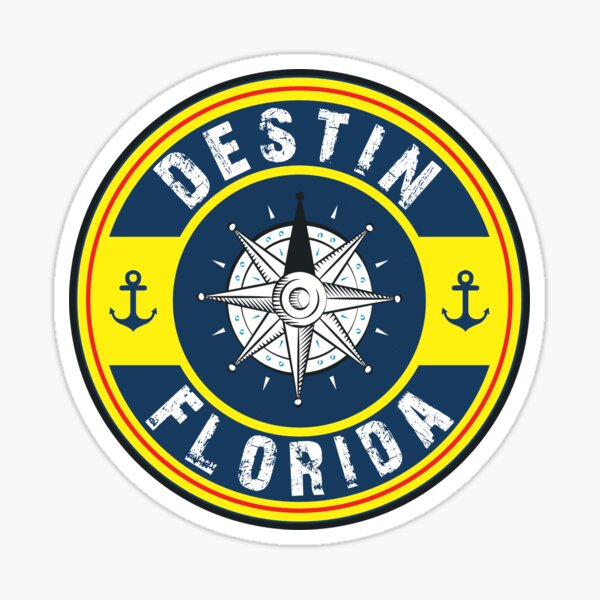 "DESTIN FLORIDA NAUTICAL COMPASS ANCHOR BEACH OCEAN ROUND" Sticker for ...