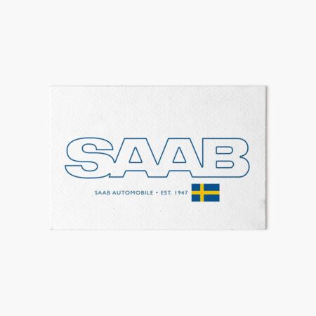 "Saab Automobile Est. 1947 Swedish Flag Blue Outline" Art Board Print ...