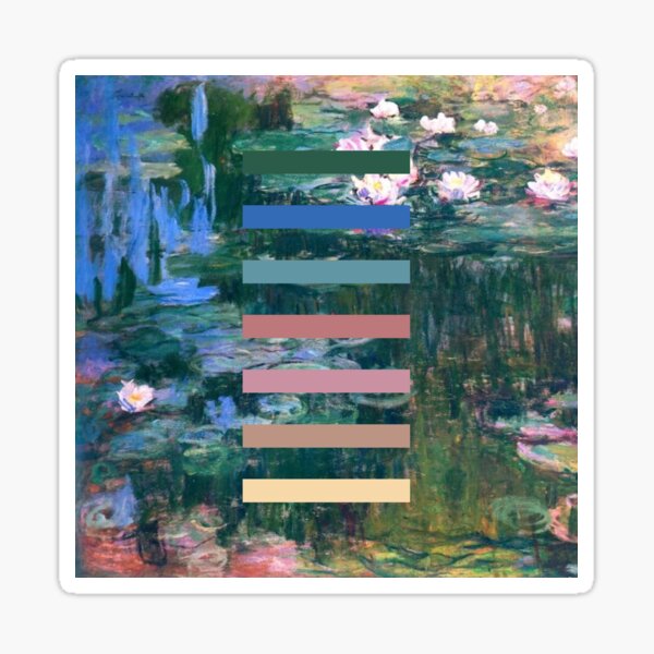 "Claude Monet Water Lilies Color Palette" Sticker by ilovepainting ...
